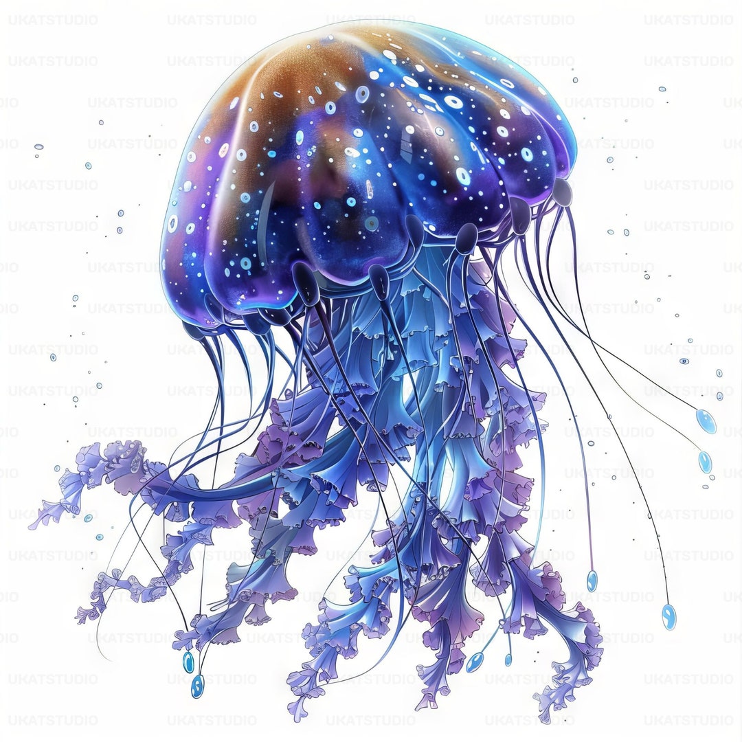Colorful Jellyfish Ocean Portrait Clipart , 39 High Quality Images Jpgs ...