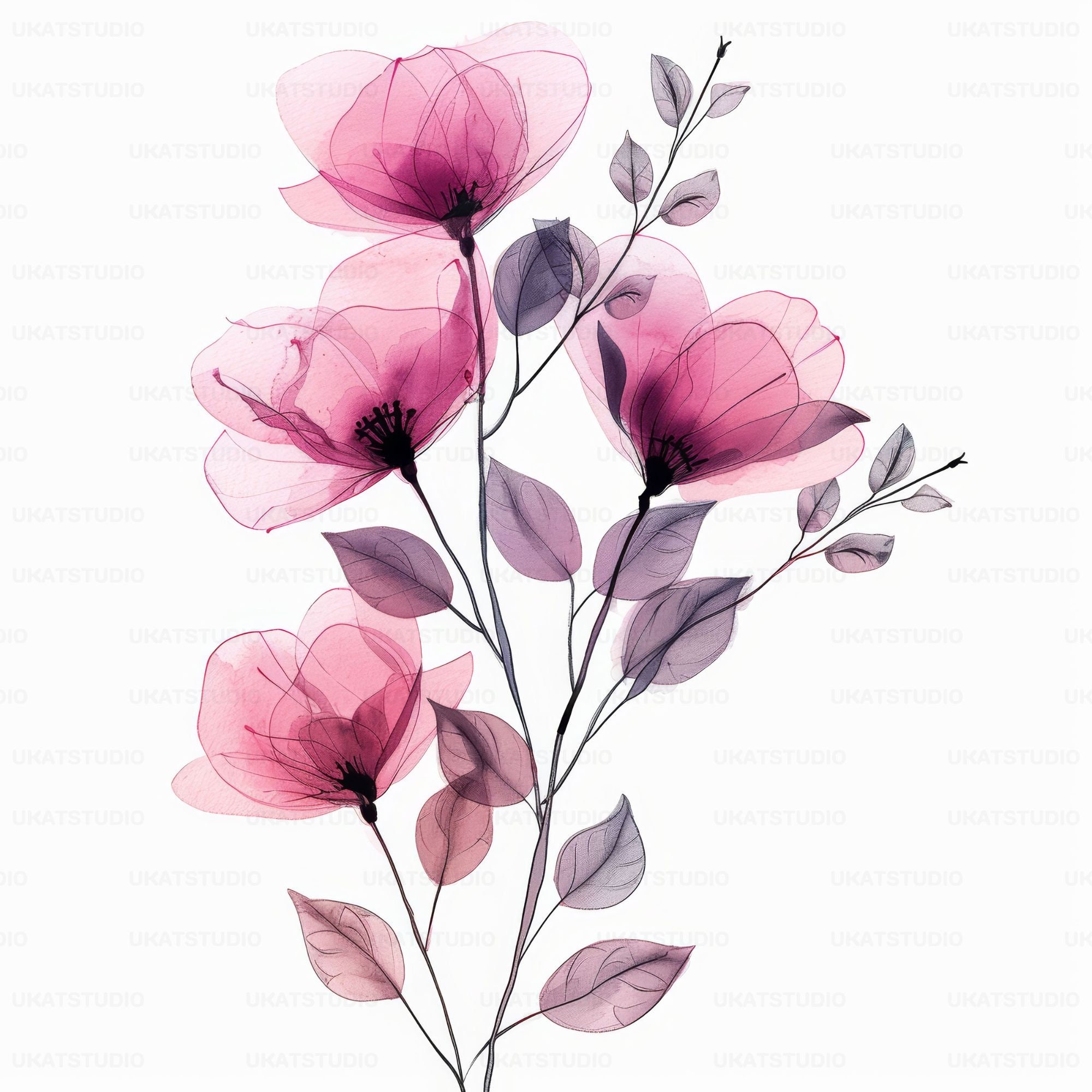 Abstract Pink Flower Stalk Clipart , 25 High Quality Images Jpgs ...