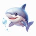 Cute Watercolor Shark With Bubbles Clipart , 24 High Quality Images ...