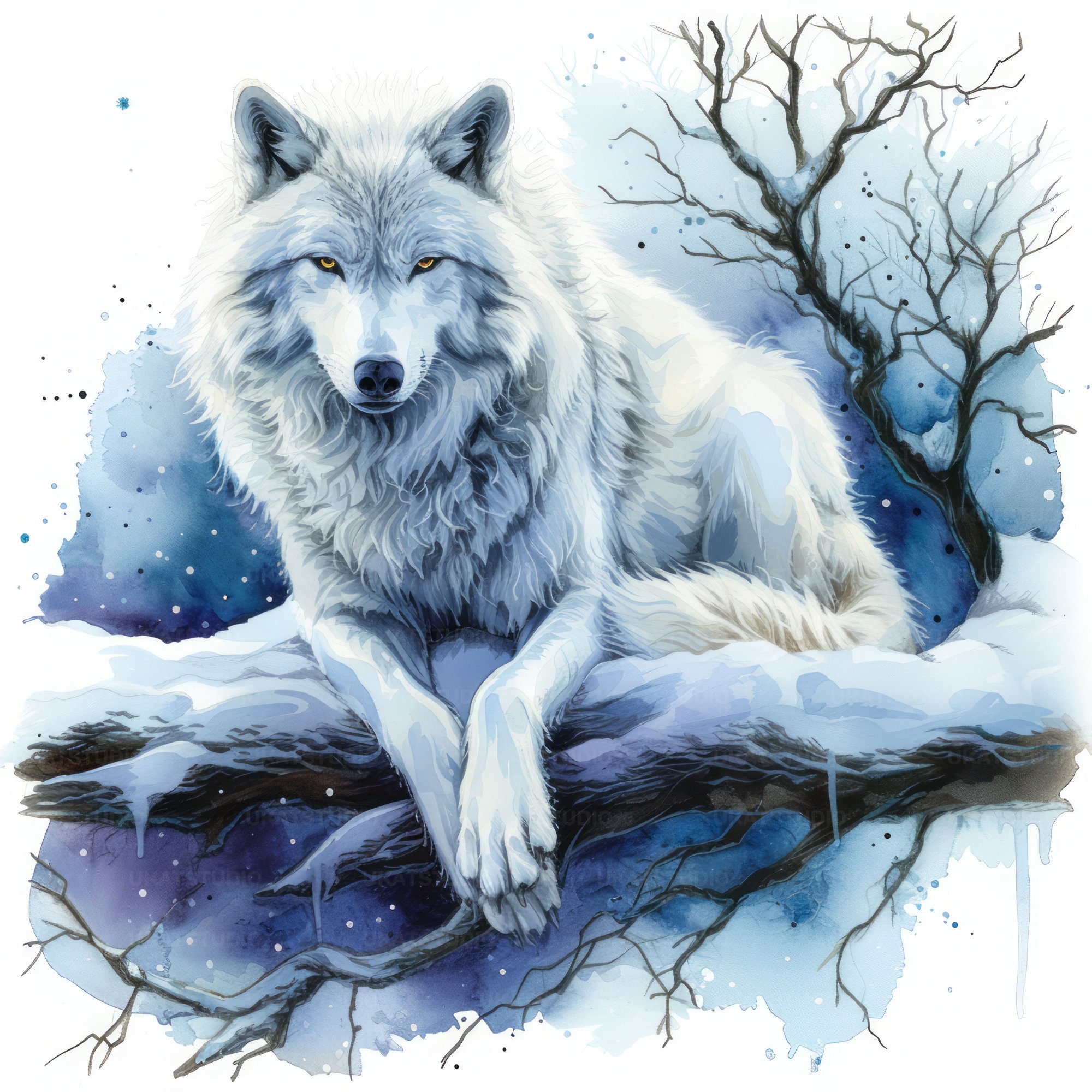 Wolf Snowy Winter Clipart , 18 High Quality Images Jpgs Digital ...
