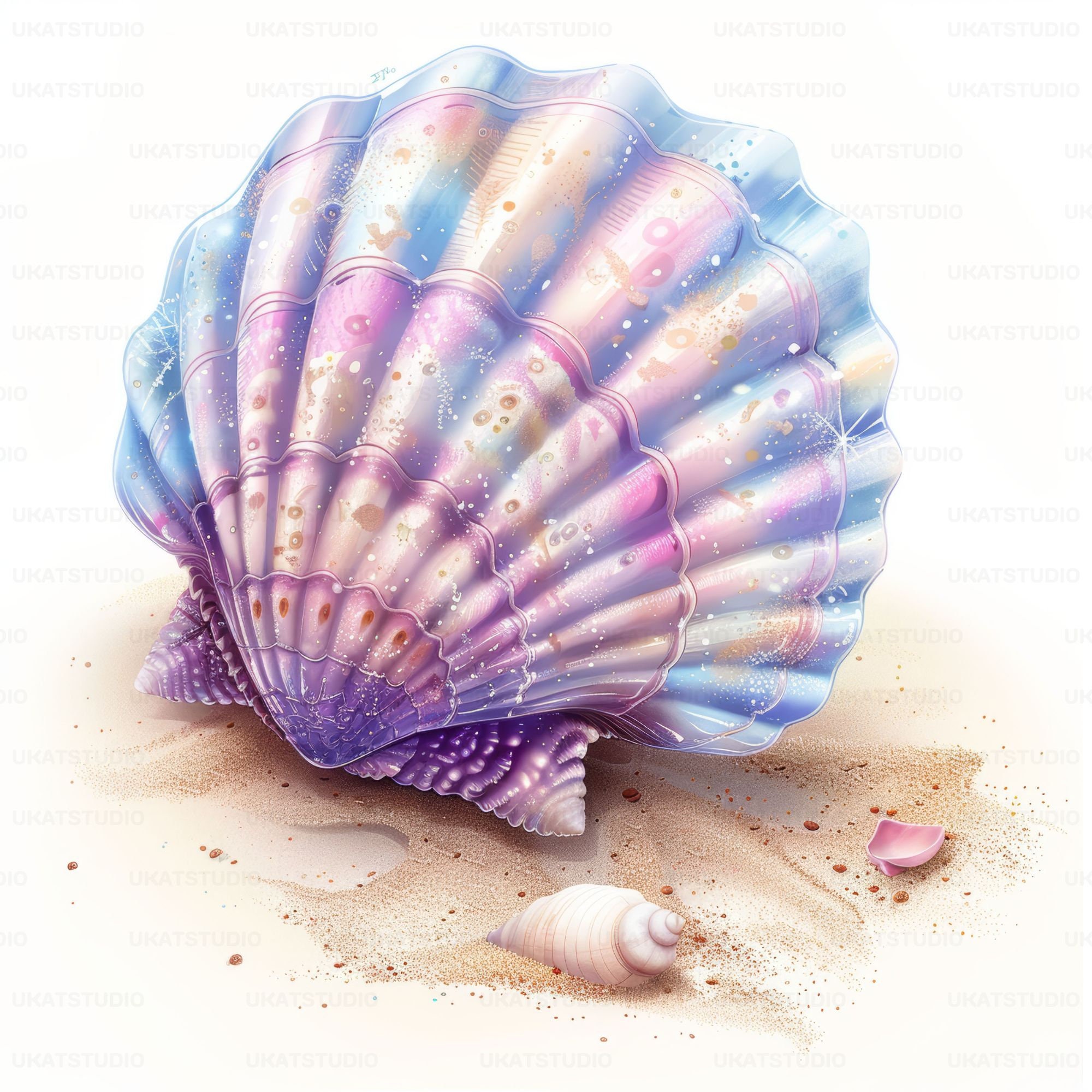 Pastel Shells With Sand Portrait Clipart , 23 High Quality Images Jpgs ...