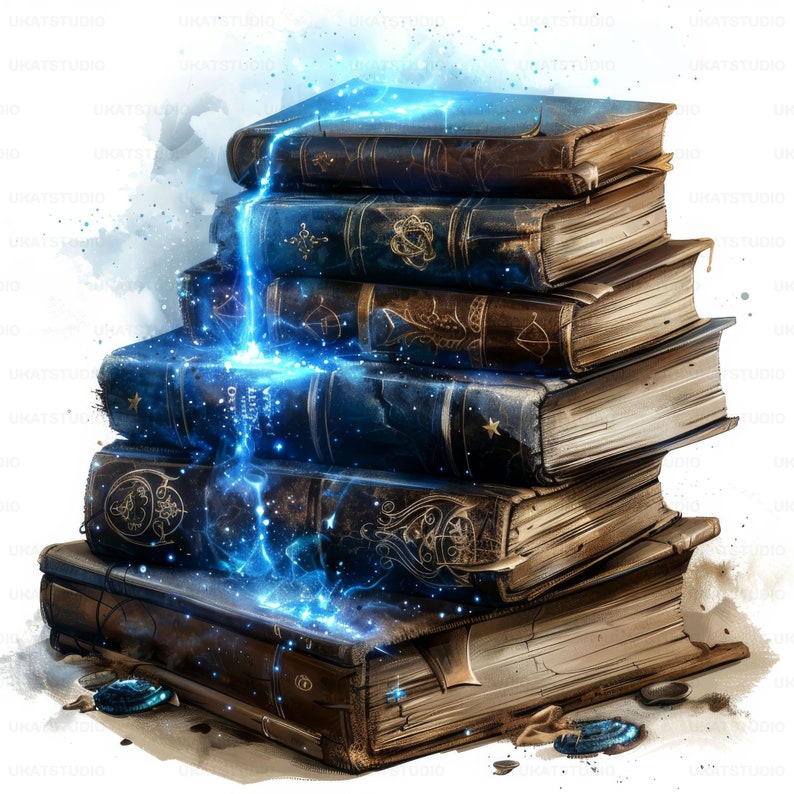 Spell Magic Fantasy Book Stack Clipart , 27 High Quality Images Jpgs ...