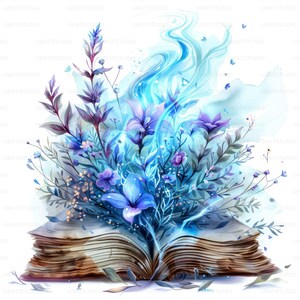 Spell Magic Fantasy Book With Flower Clipart , 33 High Quality Images ...