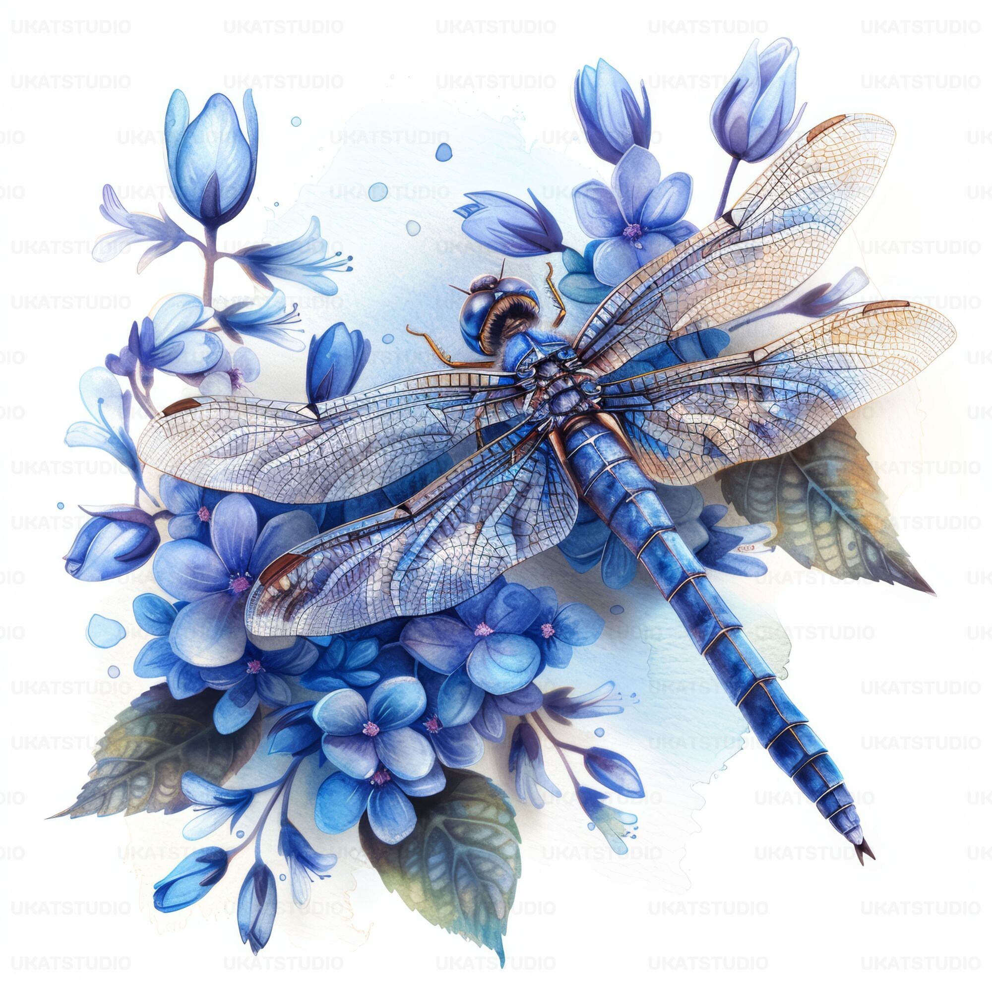 Blue Color Dragonfly Flower Clipart , 21 High Quality Images Jpgs ...