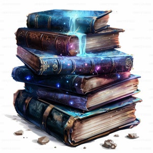 Spell Magic Fantasy Book Stack Clipart , 27 High Quality Images Jpgs ...