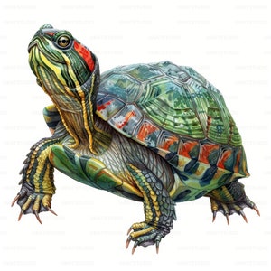 Red Eared Slider Turtle Portrait Clipart , 28 High Quality Images Jpgs ...