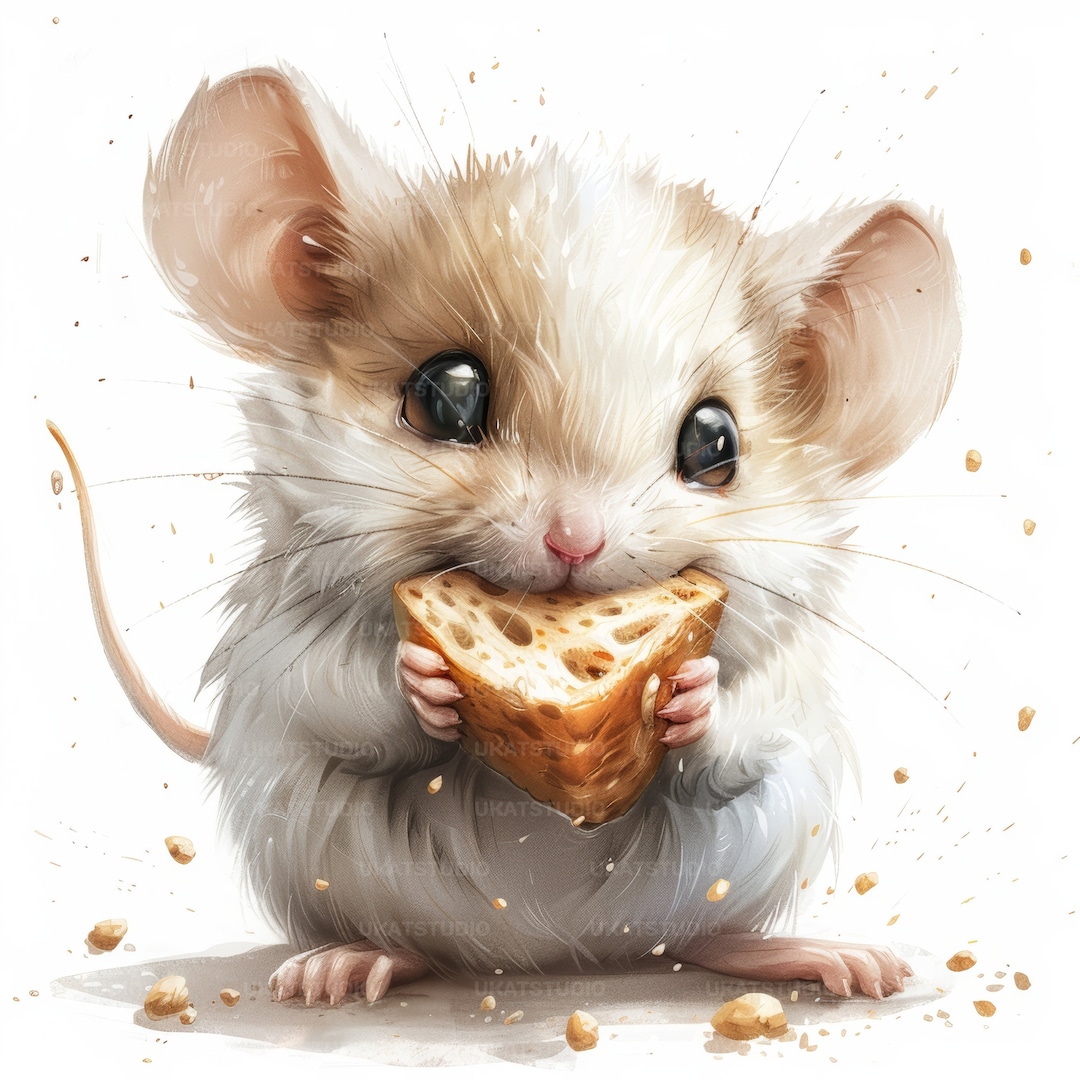 Cute Watercolor Mice Mouse Eating Clipart , 23 High Quality Images Jpgs ...