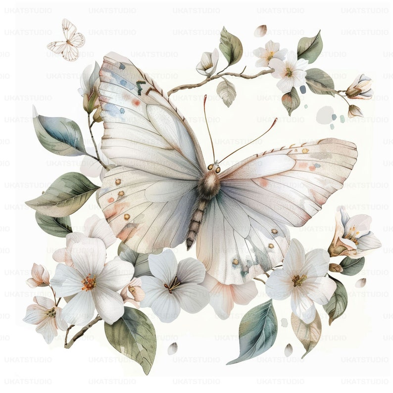 White Color Butterfly Flower Clipart , 25 High Quality Images Jpgs ...