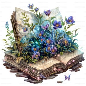 Spell Magic Fantasy Book With Flower Clipart , 33 High Quality Images ...