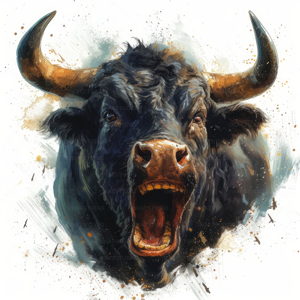 Bull Angry Portrait Clipart , 22 High Quality Images Jpgs Digital ...