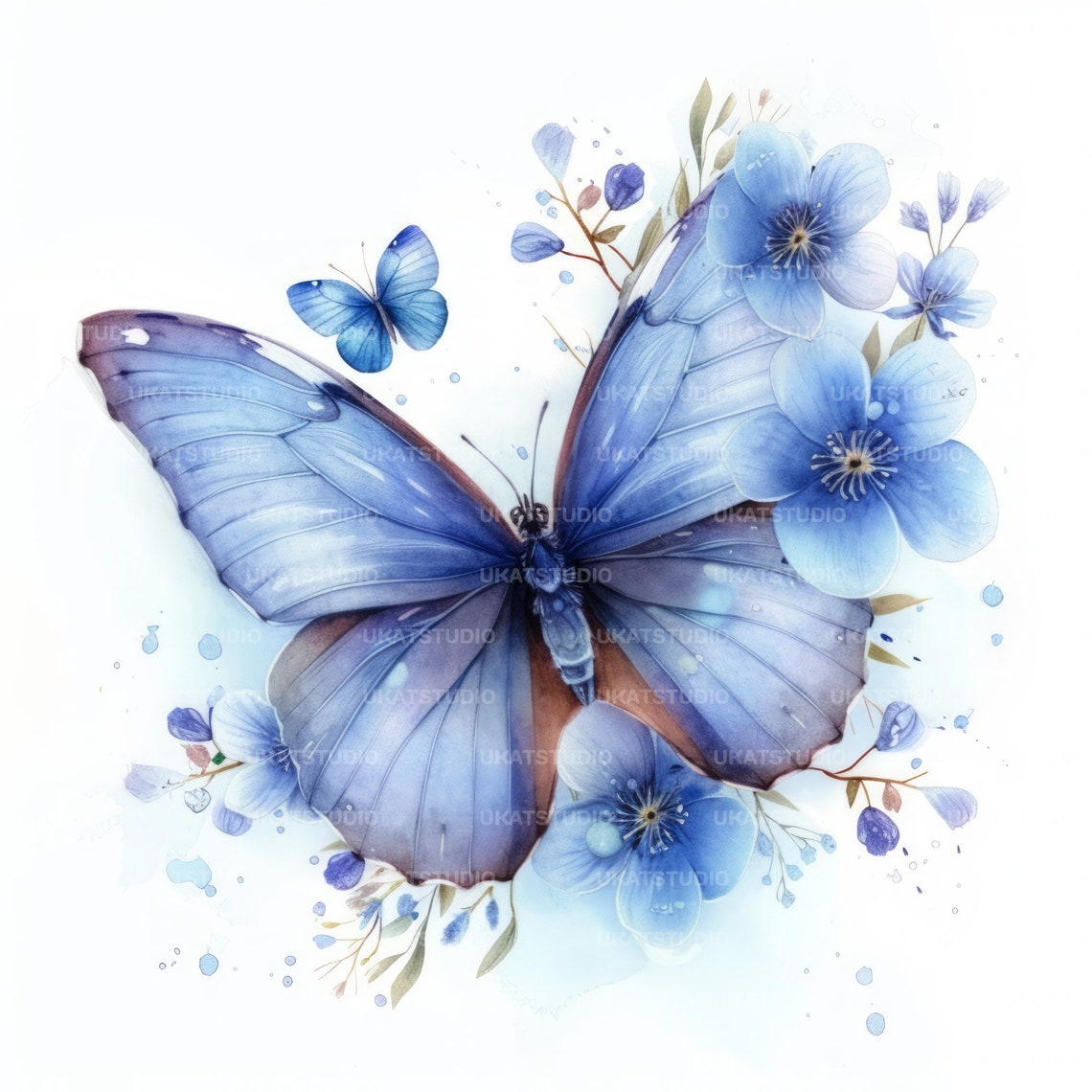 Blue Color Butterfly Flower Clipart , 14 High Quality Images Jpgs ...