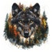 Wolf With Forest Clipart , 10 High Quality Images Jpgs Digital Download ...