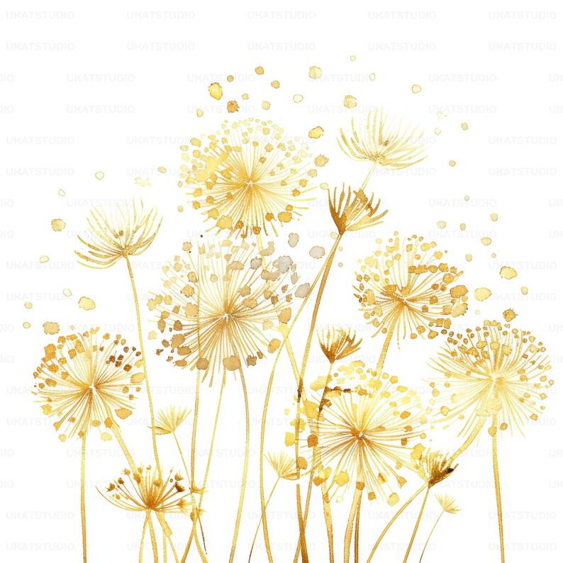 Abstract Gold Dandelion Flower Clipart , 23 High Quality Images Jpgs ...