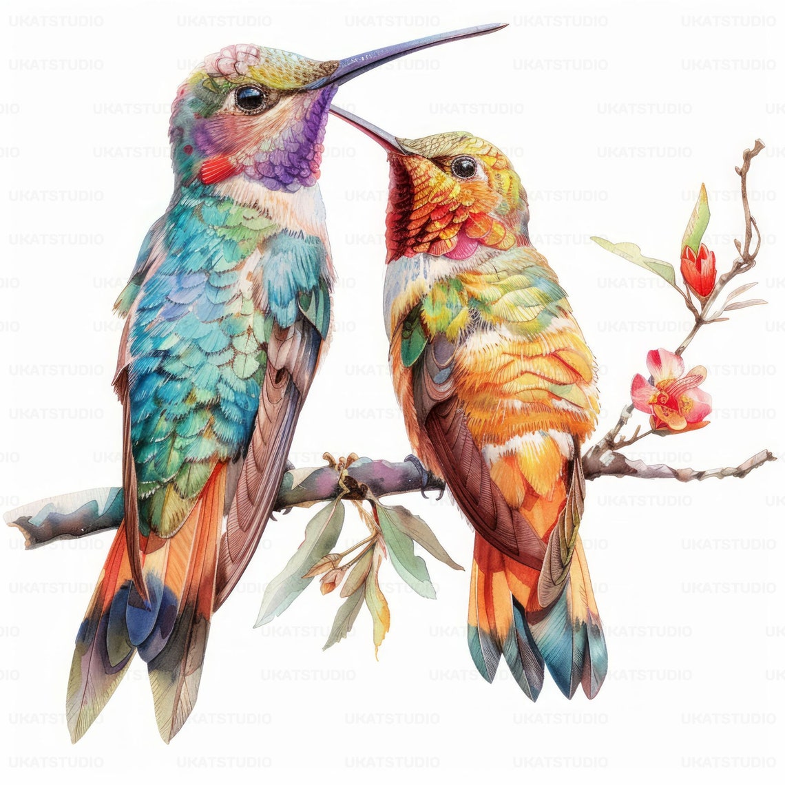 Colorful Fly Couple Hummingbird Clipart , 20 High Quality Images Jpgs ...