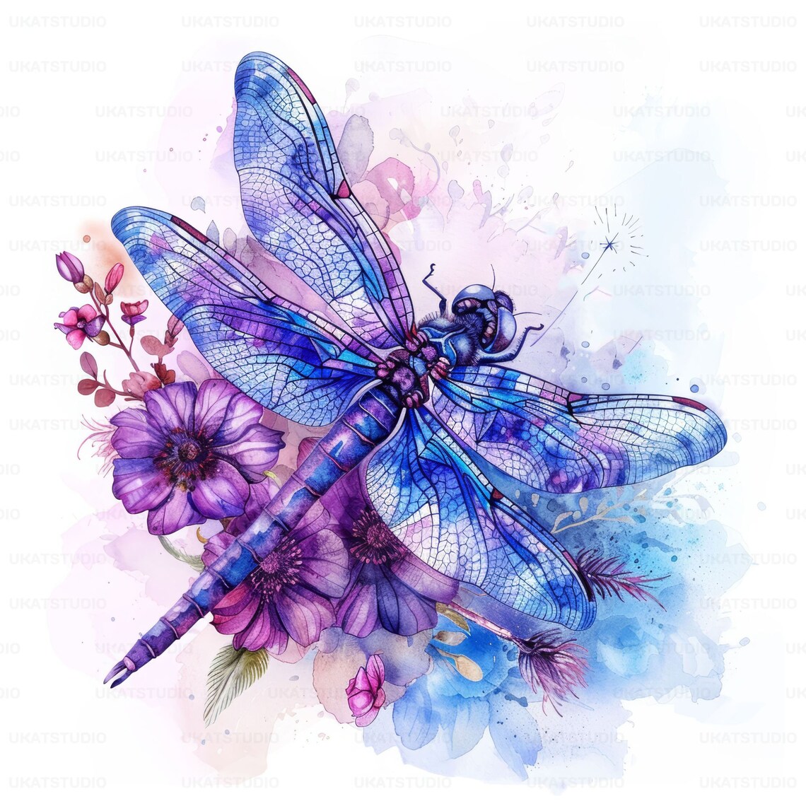 Purple Color Dragonfly Flower Clipart , 20 High Quality Images Jpgs ...