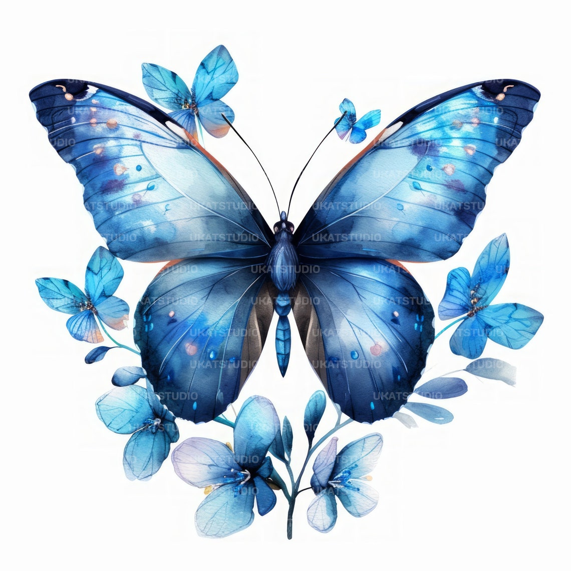 Blue Color Butterfly Flower Clipart , 14 High Quality Images Jpgs ...