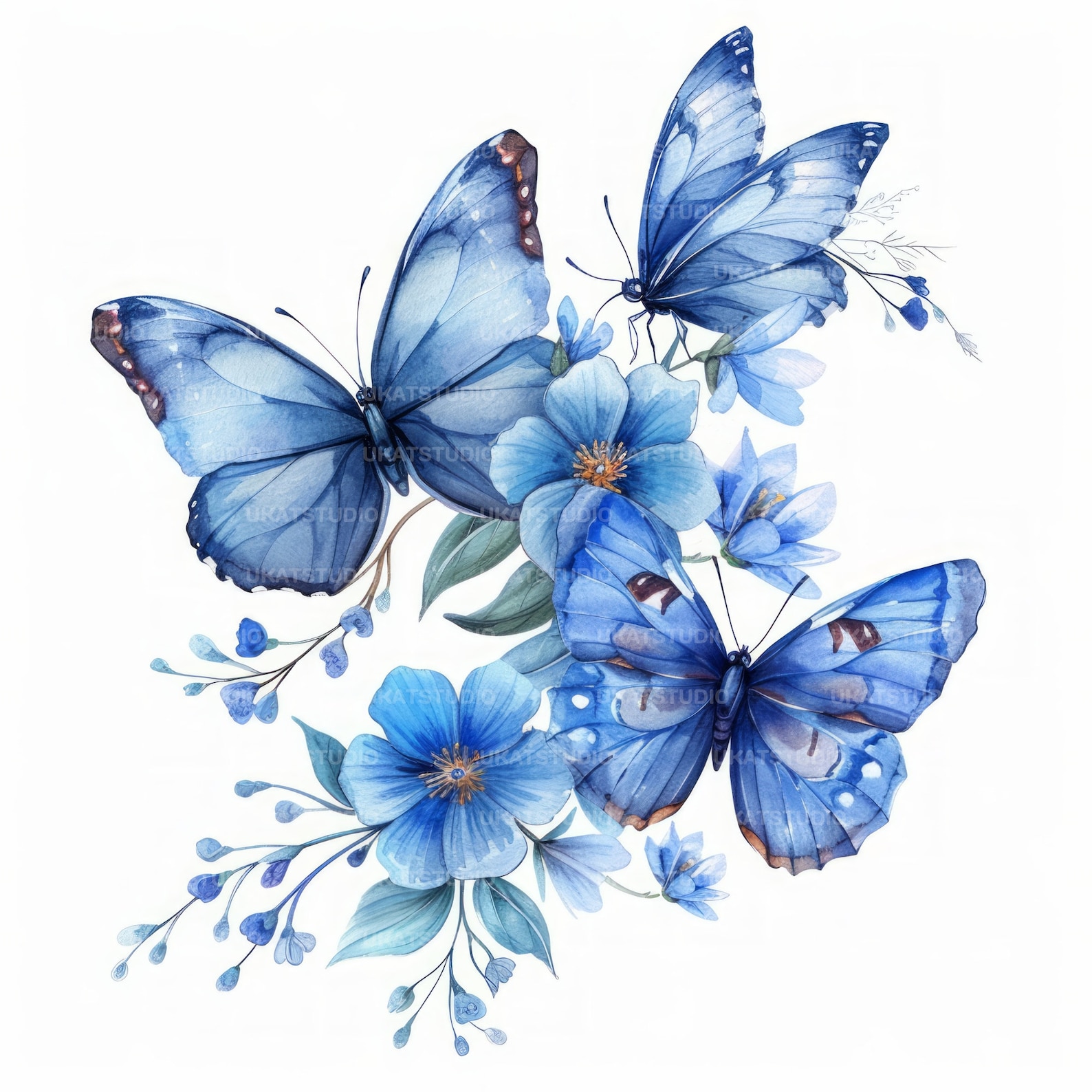 Blue Color Butterfly Flower Clipart , 14 High Quality Images Jpgs ...