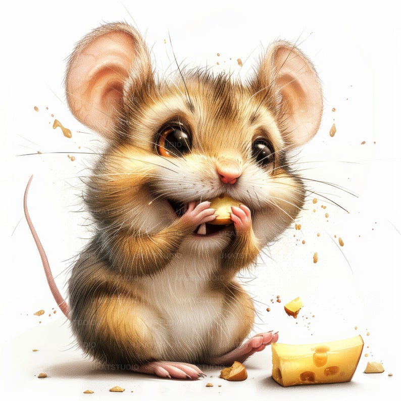 Cute Watercolor Mice Mouse Eating Clipart , 23 High Quality Images Jpgs ...