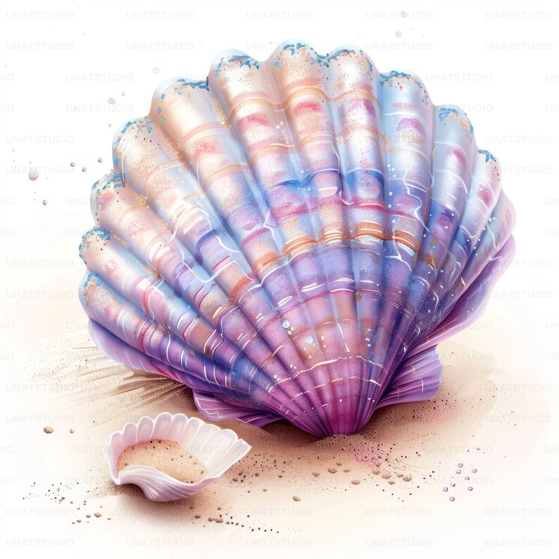 Pastel Shells With Sand Portrait Clipart , 23 High Quality Images Jpgs Digital Download , Card ...