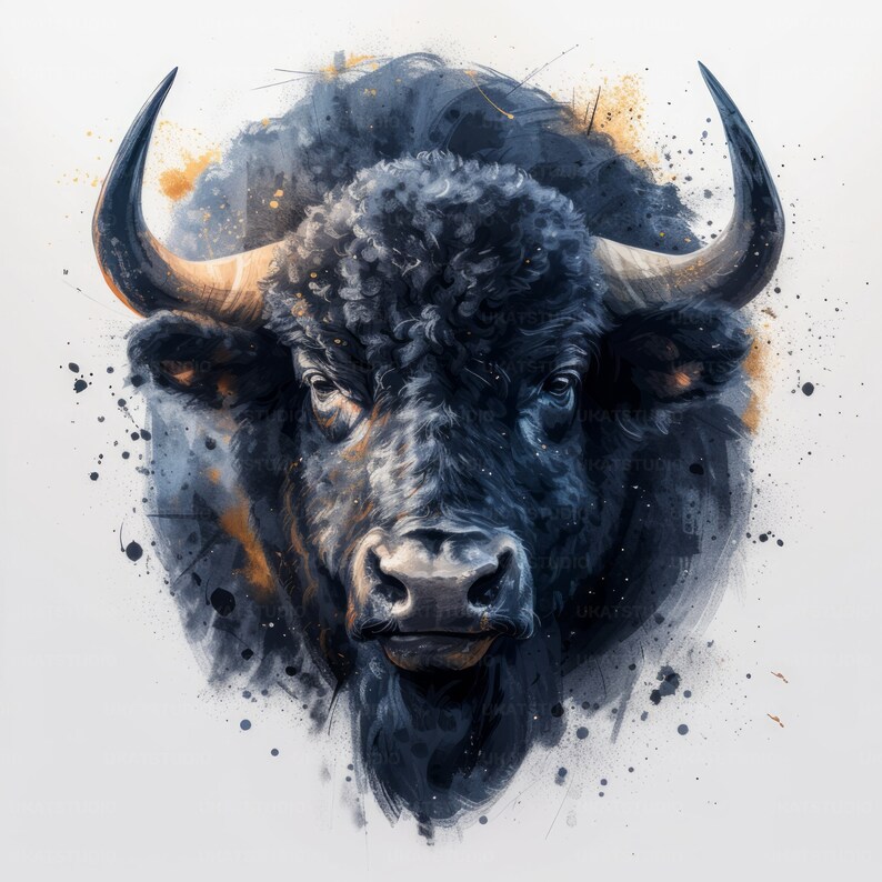 Buffalo Face Portrait Clipart , 12 High Quality Images Jpgs Digital ...