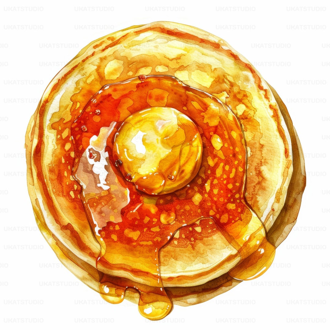 Watercolor Pancake Stack Clipart , 20 High Quality Images Jpgs Digital ...