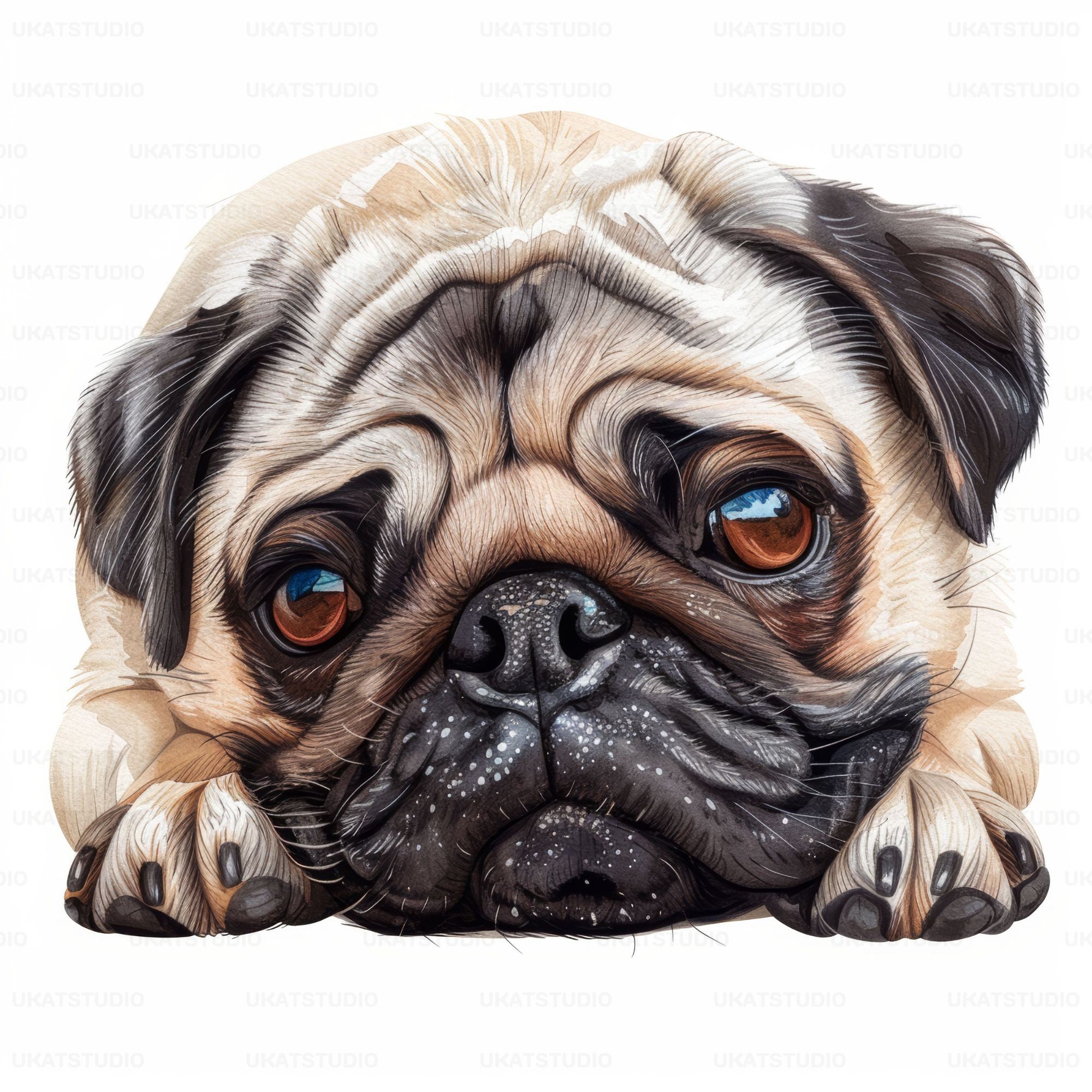Cute Pug Puppy Clipart , 21 High Quality Images Jpgs Digital Download ...