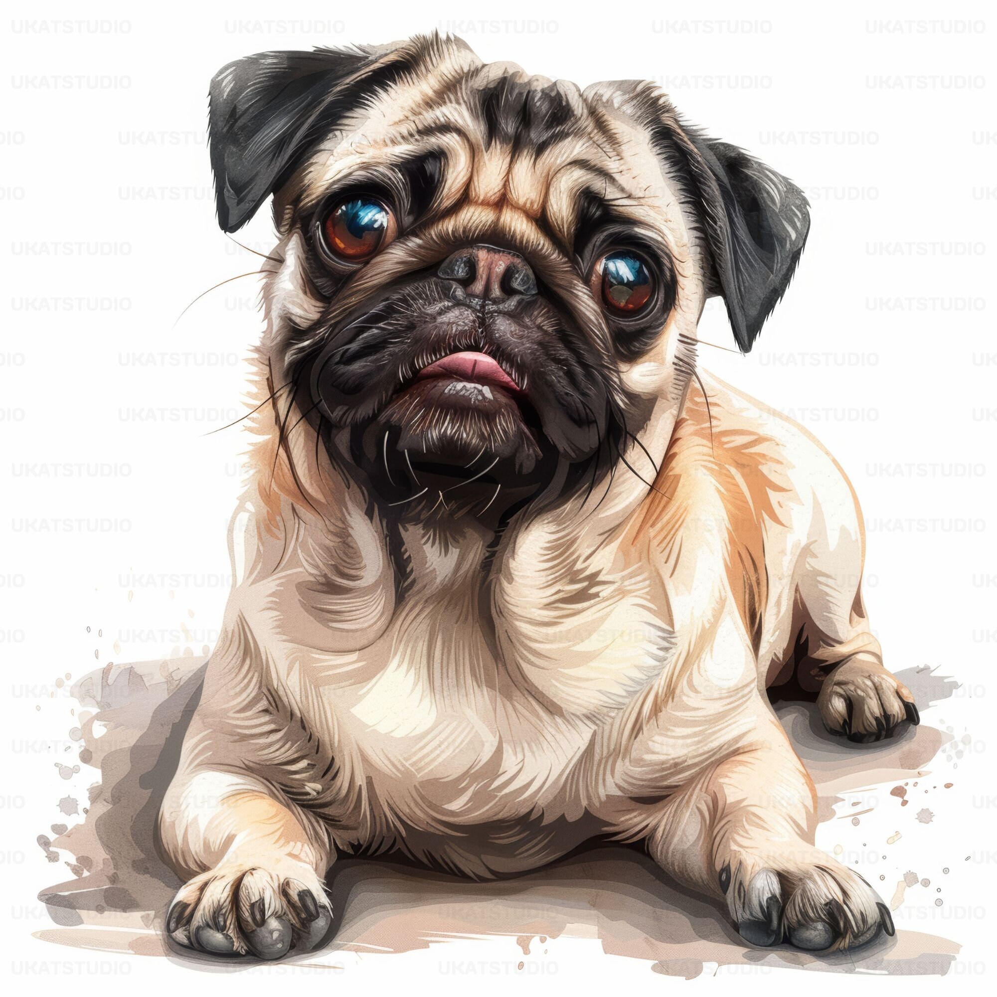 Cute Pug Puppy Clipart , 21 High Quality Images Jpgs Digital Download ...