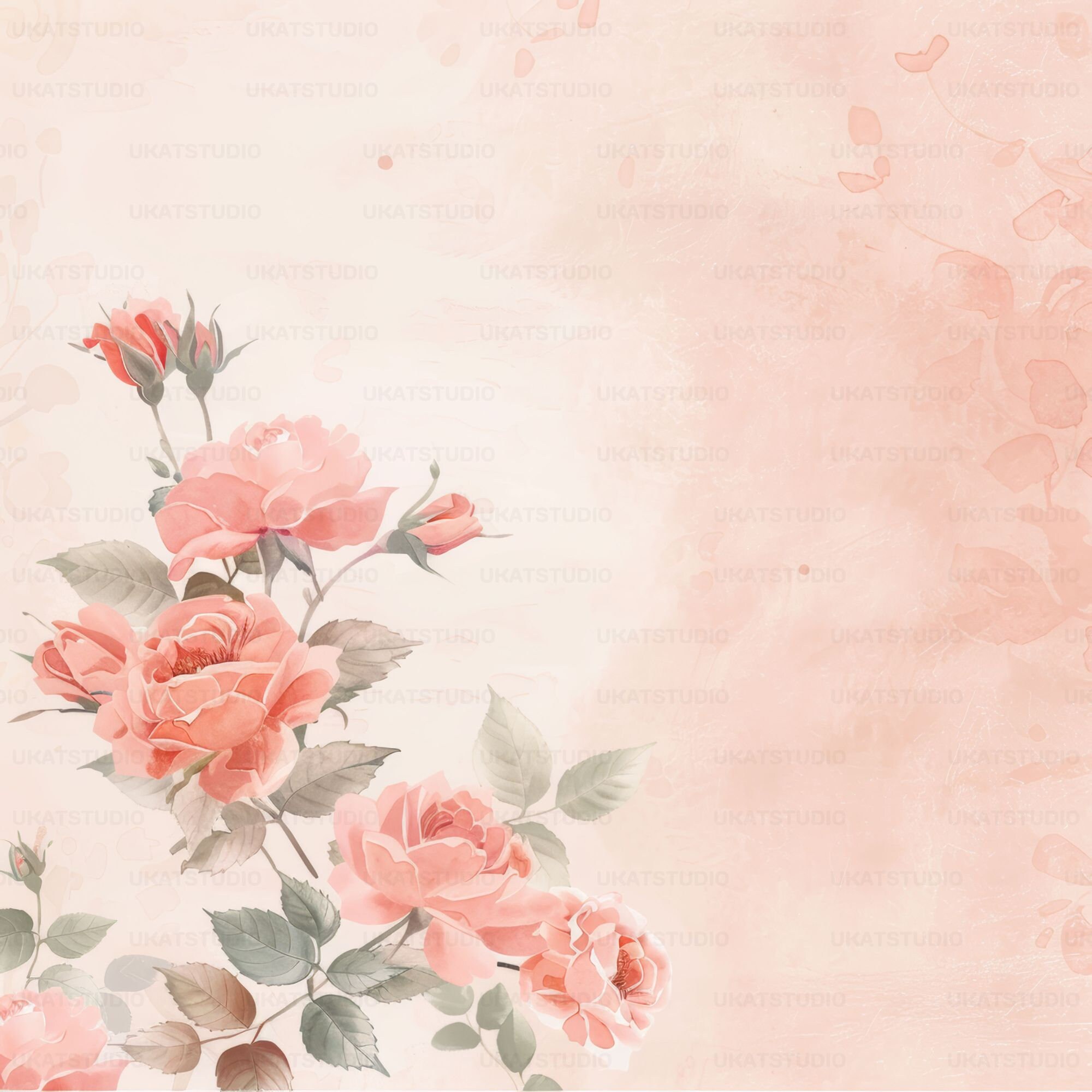 Pink Roses Printable Paper , 24 High Quality Images Jpgs Digital ...