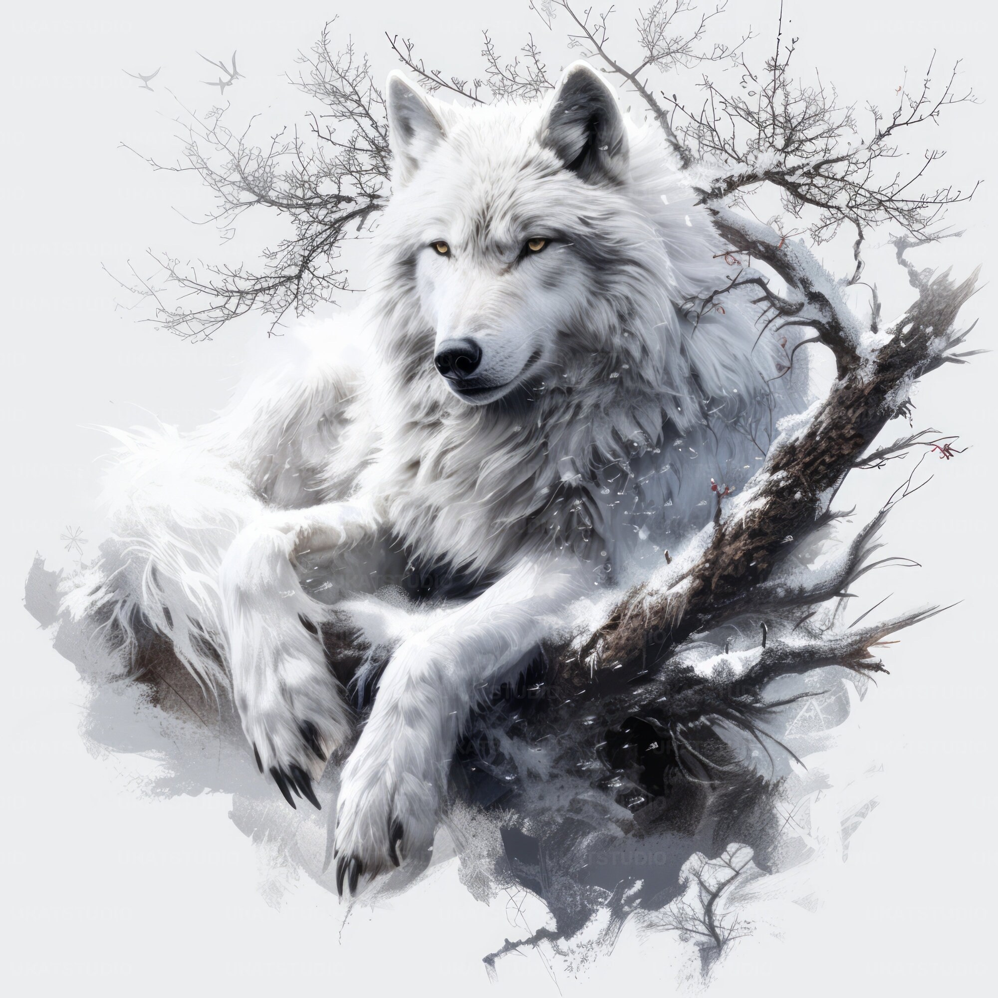 Wolf Snowy Winter Clipart , 18 High Quality Images Jpgs Digital ...