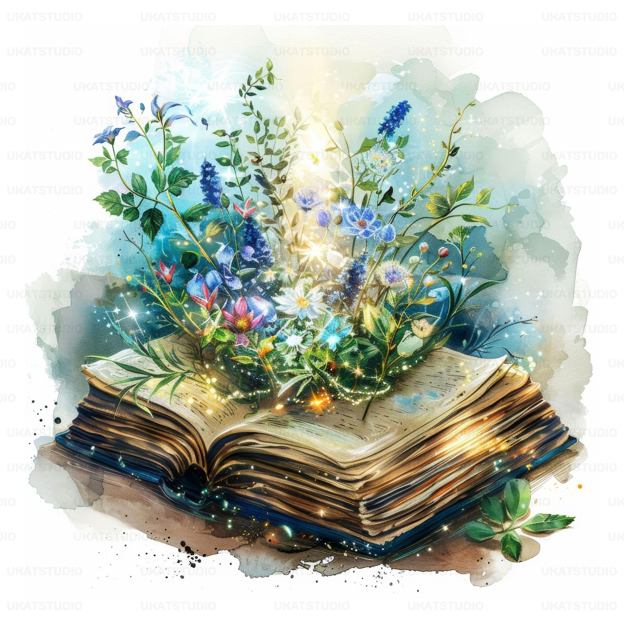 Spell Magic Fantasy Book With Flower Clipart , 33 High Quality Images ...