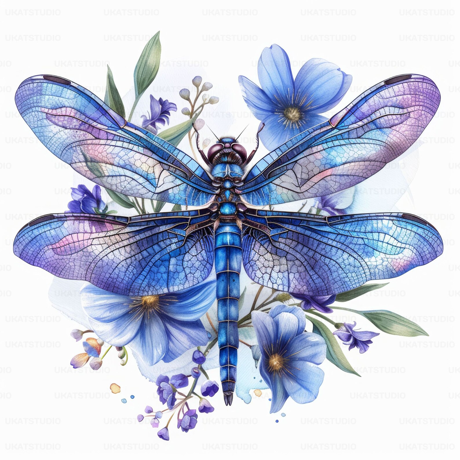 Blue Color Dragonfly Flower Clipart , 21 High Quality Images Jpgs ...