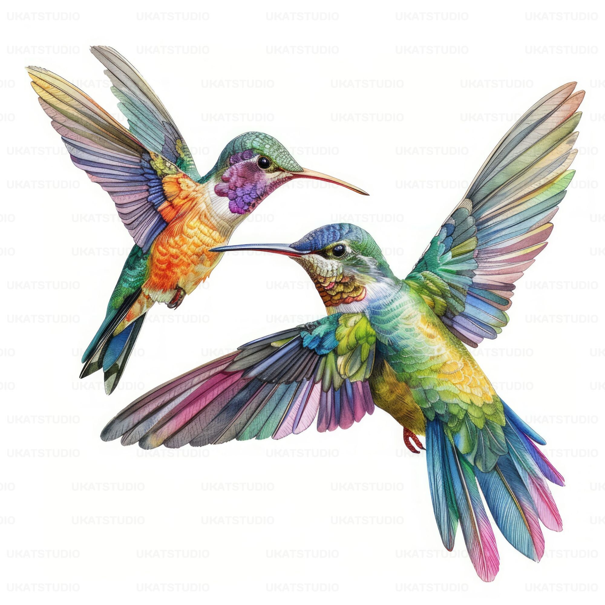 Colorful Fly Couple Hummingbird Clipart , 20 High Quality Images Jpgs ...
