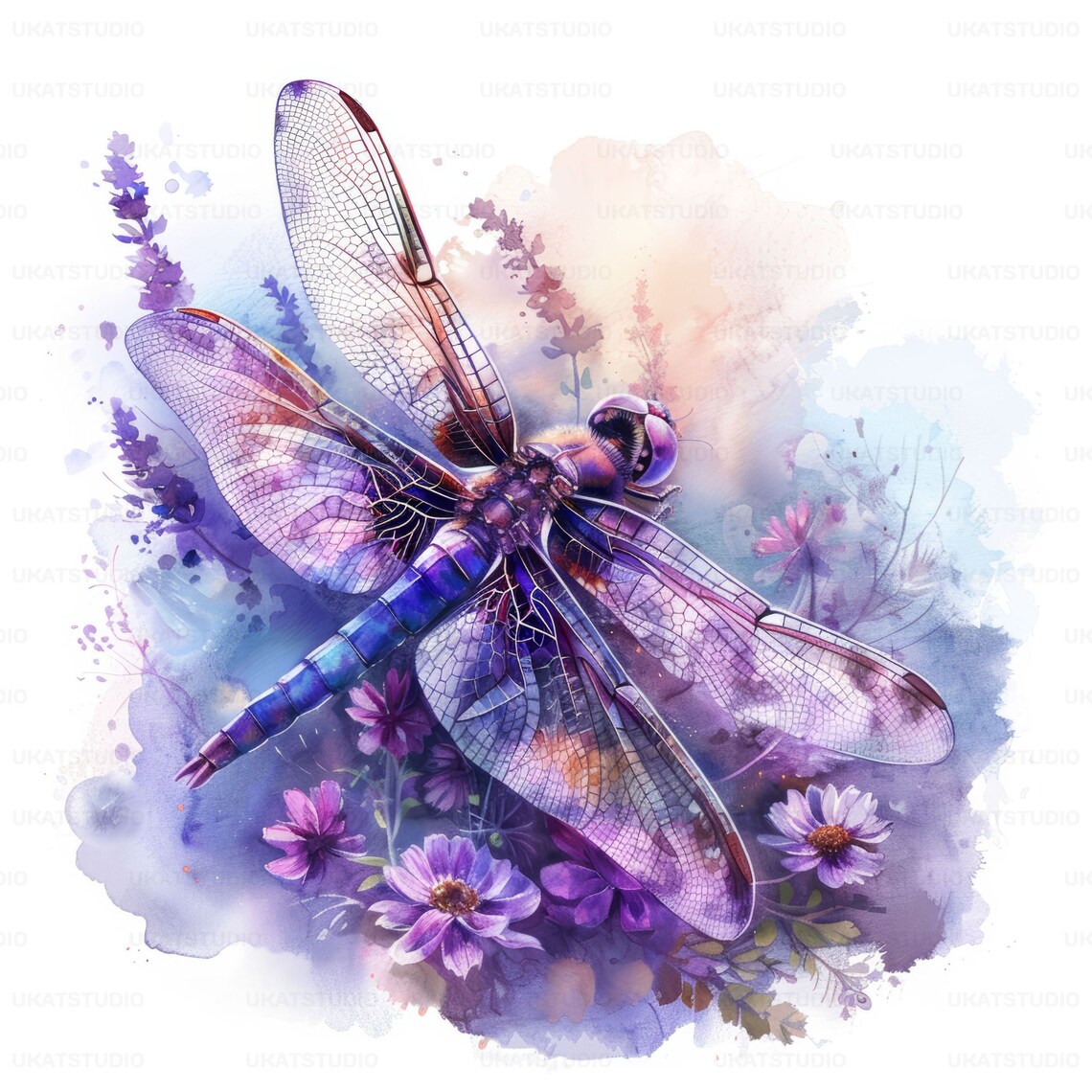 Purple Color Dragonfly Flower Clipart , 20 High Quality Images Jpgs ...