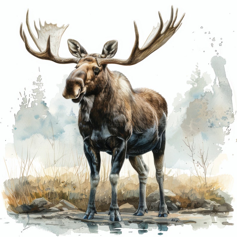Moose Portrait Clipart , 26 High Quality Images Jpgs Digital Download ...