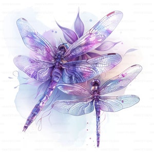 Purple Color Dragonfly Flower Clipart , 20 High Quality Images Jpgs ...