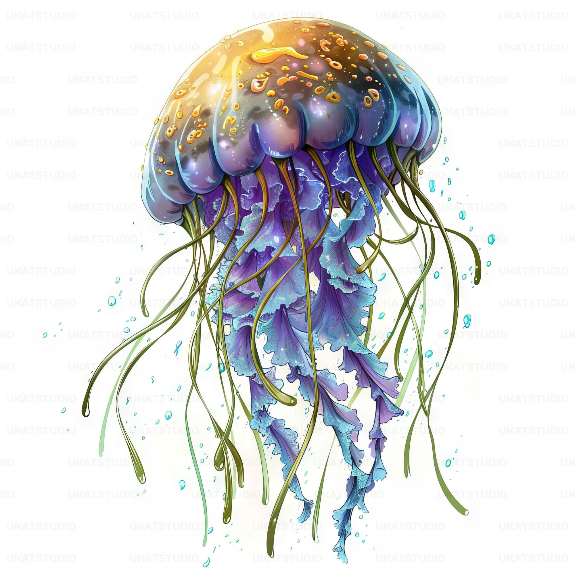 Colorful Jellyfish Ocean Portrait Clipart , 39 High Quality Images Jpgs ...