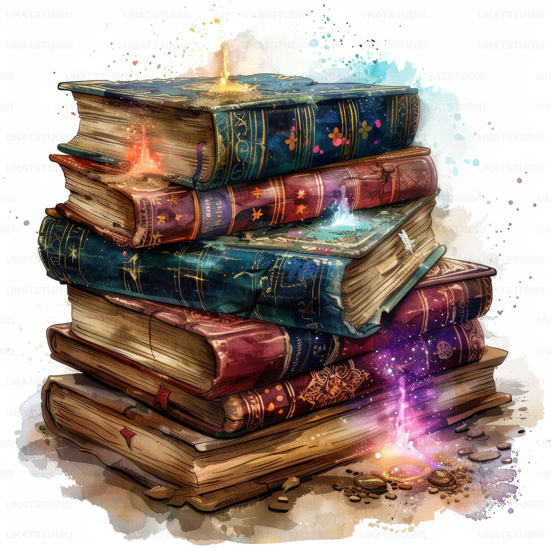 Spell Magic Fantasy Book Stack Clipart , 27 High Quality Images Jpgs ...