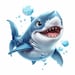 Cute Watercolor Shark With Bubbles Clipart , 24 High Quality Images ...