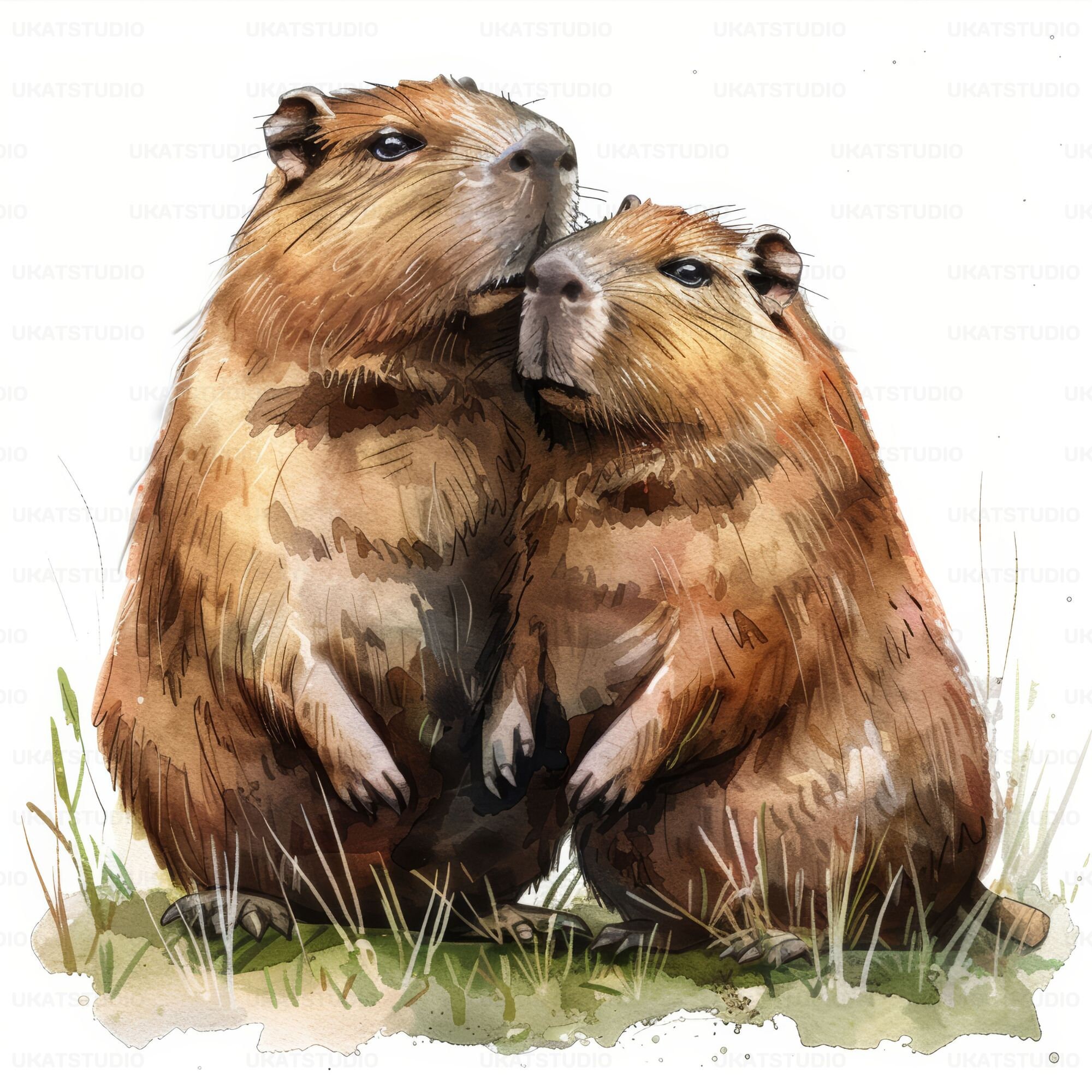 Watercolor Cute Capybara Clipart , 26 High Quality Images Jpgs Digital ...