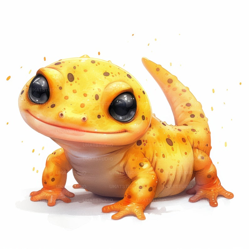 Cute Watercolor Salamander Adorable Clipart , 19 High Quality Images Jpgs Digital Download ...