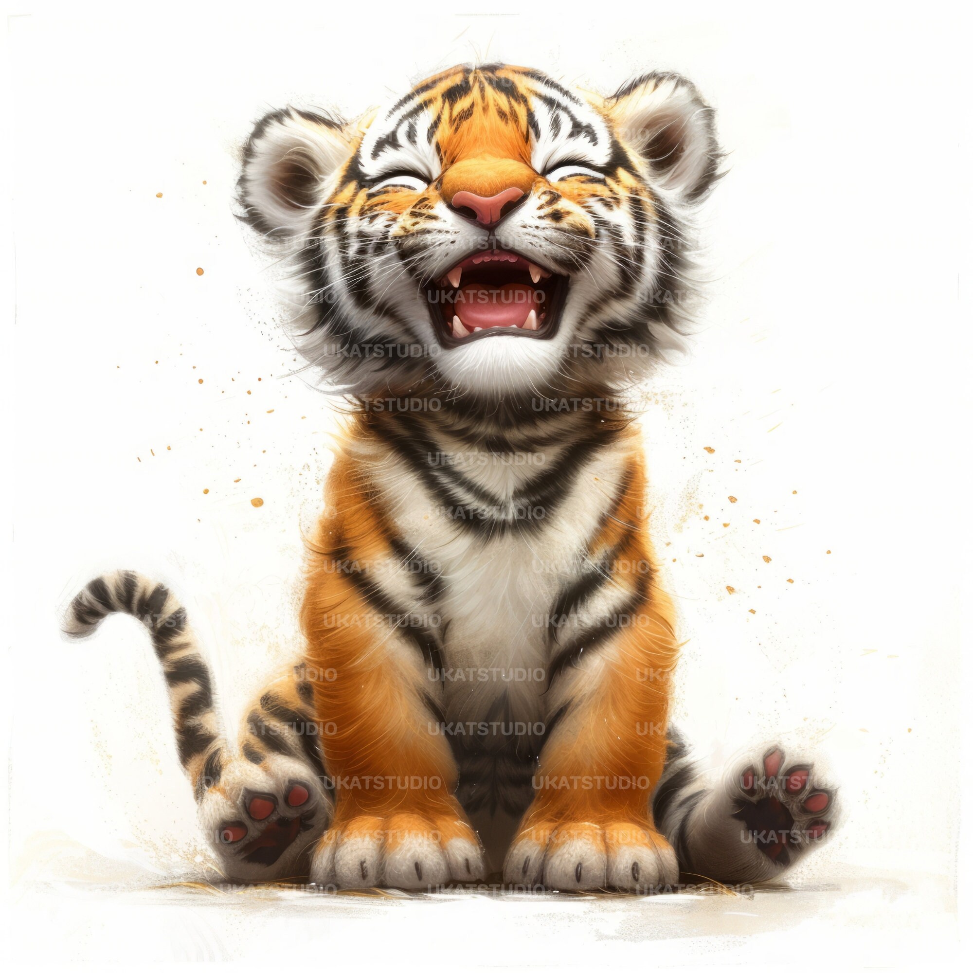 Cute Watercolor Baby Cub Tiger Clipart , 30 High Quality Images Jpgs ...