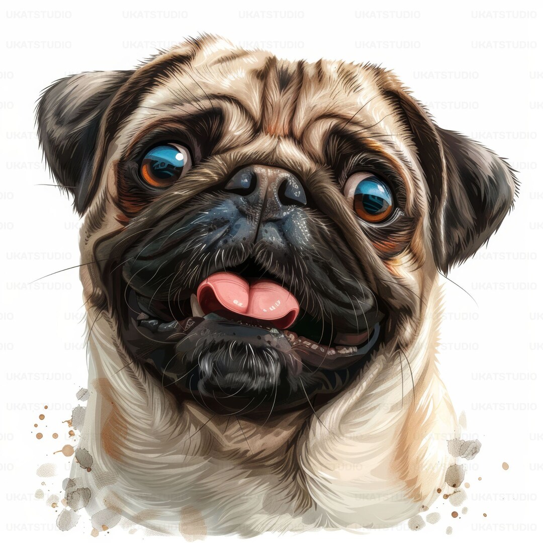 Cute Pug Puppy Clipart , 21 High Quality Images Jpgs Digital Download ...