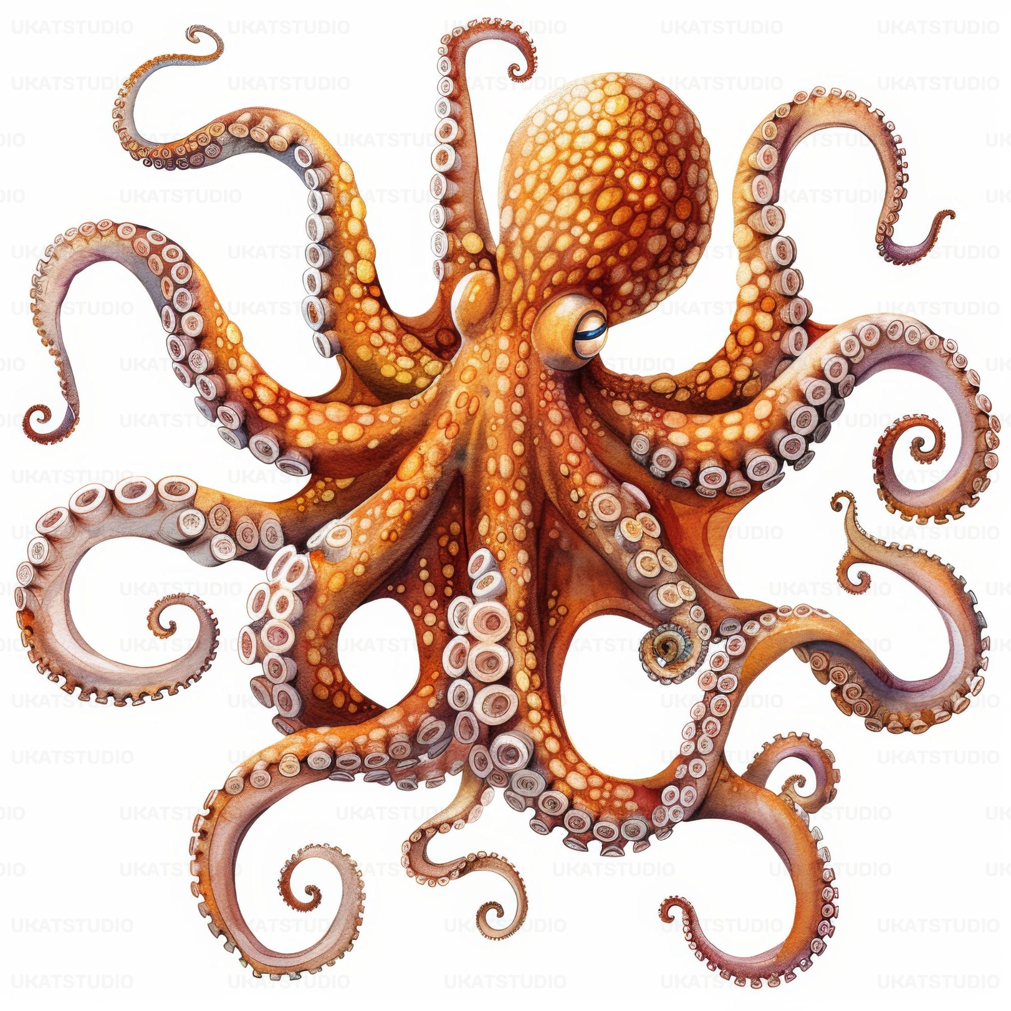 Colorful Octopus Clipart , 21 High Quality Images Jpgs Digital Download ...