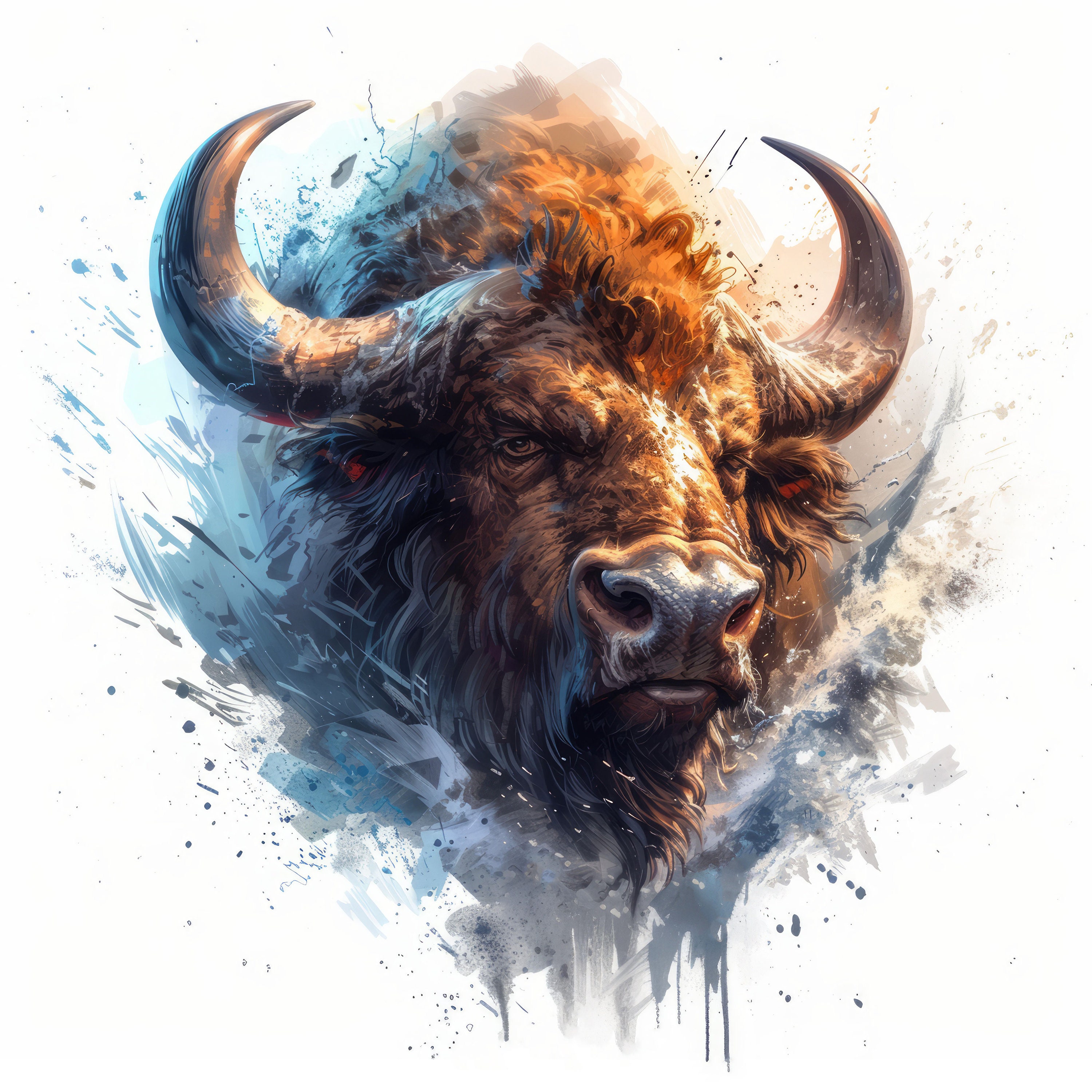 Buffalo Face Portrait Clipart , 12 High Quality Images Jpgs Digital ...
