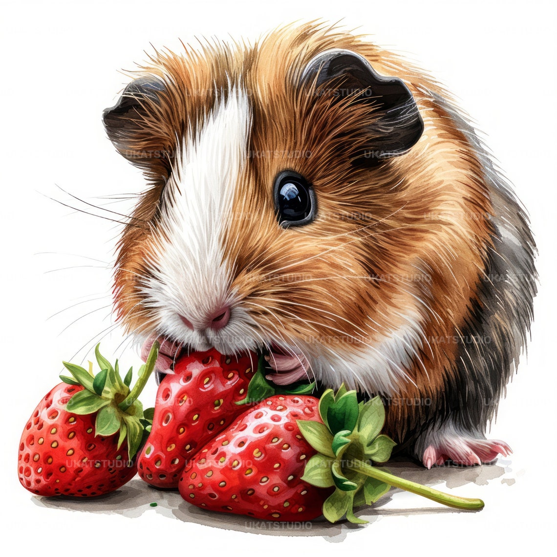 Cute Watercolor Guinea Pig Eating Clipart , 25 High Quality Images Jpgs ...