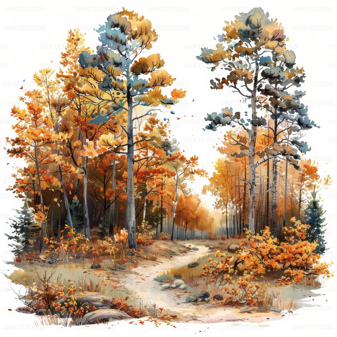 Autumn Landscape Scene Clipart , 25 High Quality Images Jpgs Digital ...