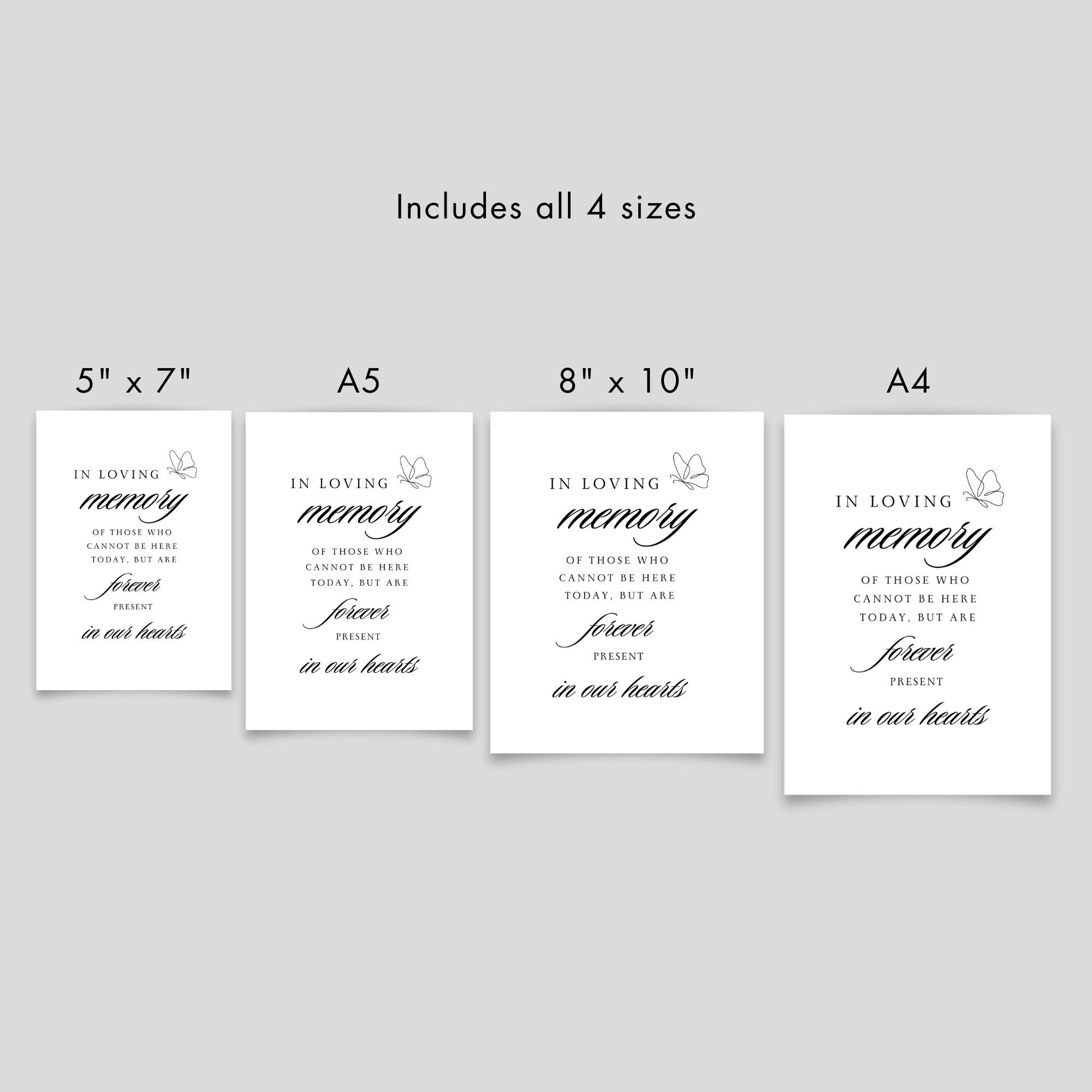 Editable Memorial Table Sign Template for Reunion, Printable in Loving ...