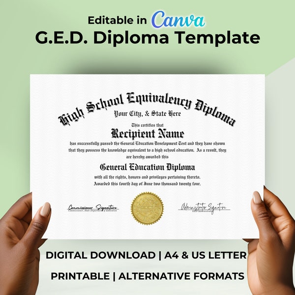 Tennessee Ged Dipolma and Transcript - Etsy
