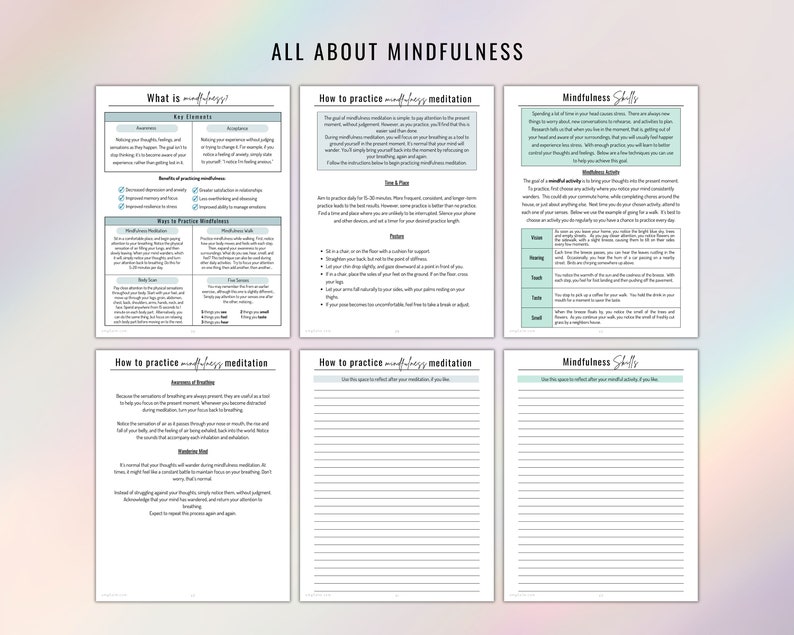 Anxiety Journal & Therapy Toolkit - Printable CBT Worksheets, Coloring ...
