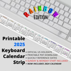2025 Keyboard Calendar Strip: Rainbow Edition (PDF Download) - Etsy